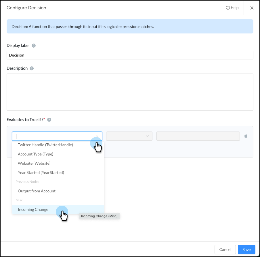 Using the Decision Function on Incoming Changes – Syncari