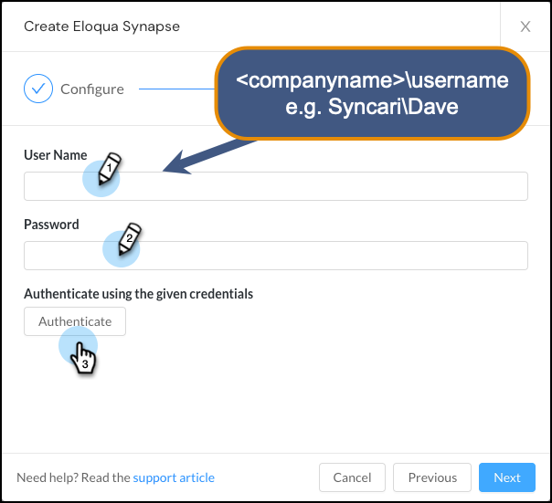 Oracle Eloqua Synapse Setup – Syncari