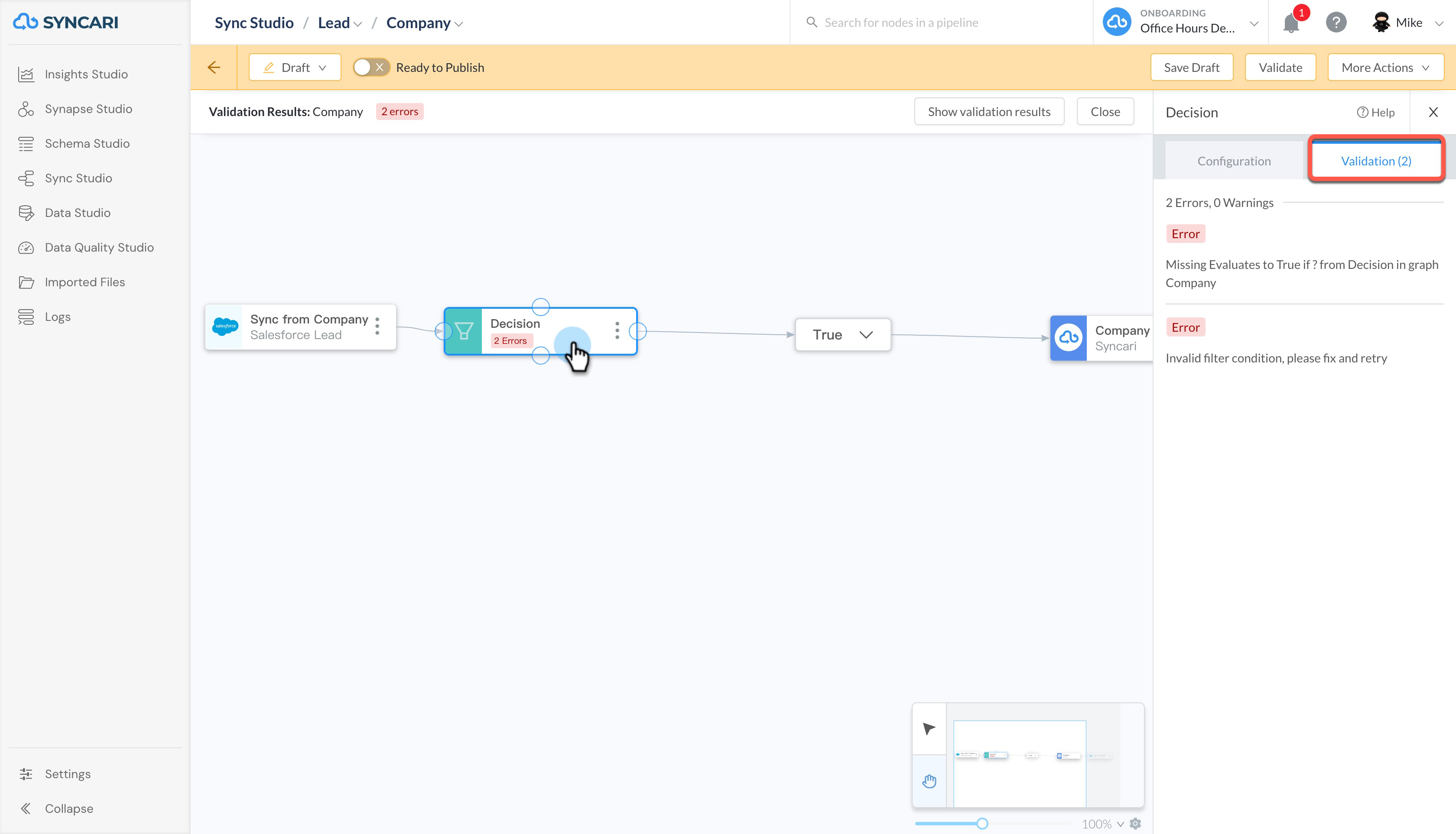 Validating Pipelines Syncari
