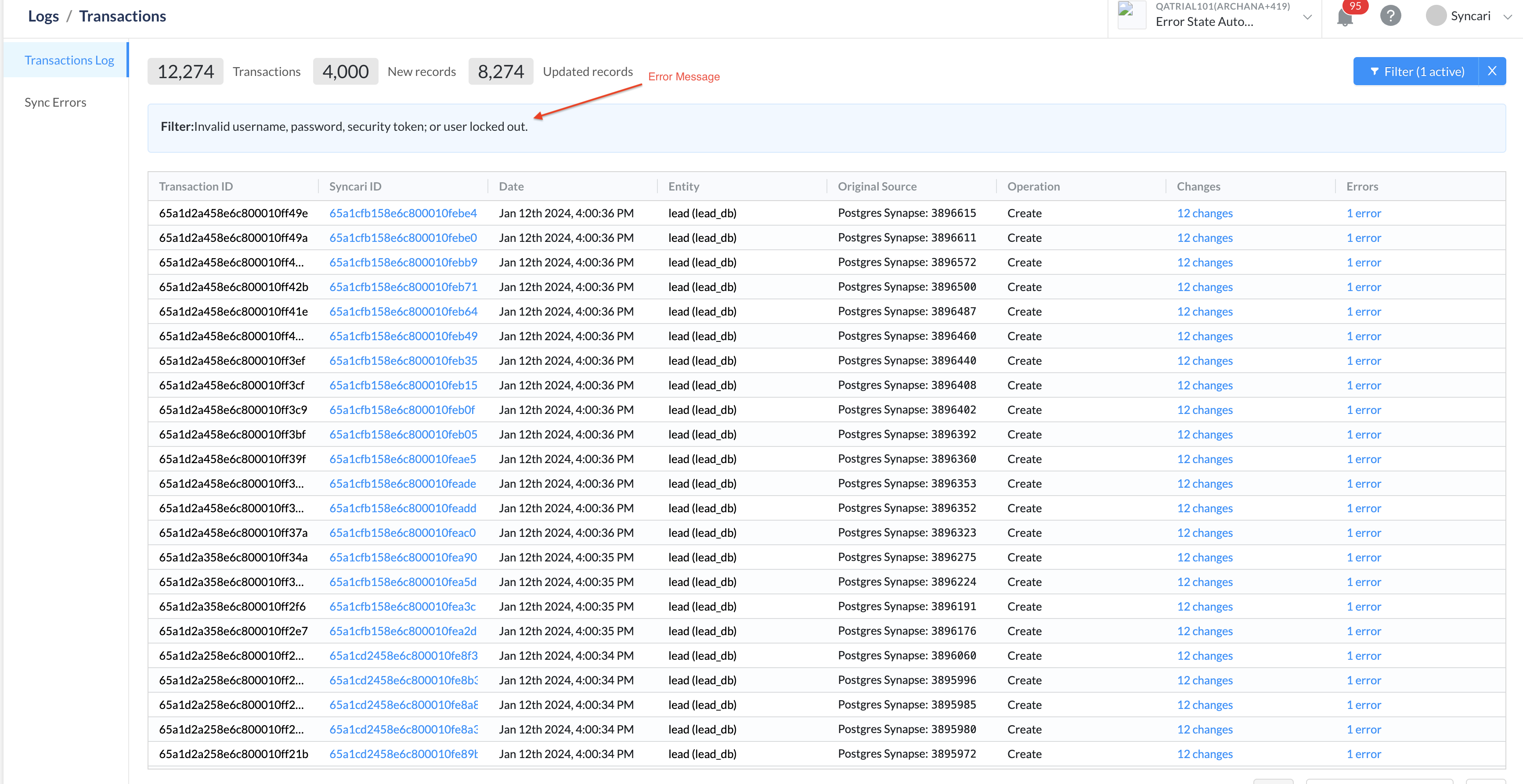 Pipeline Errors and Warnings – Syncari