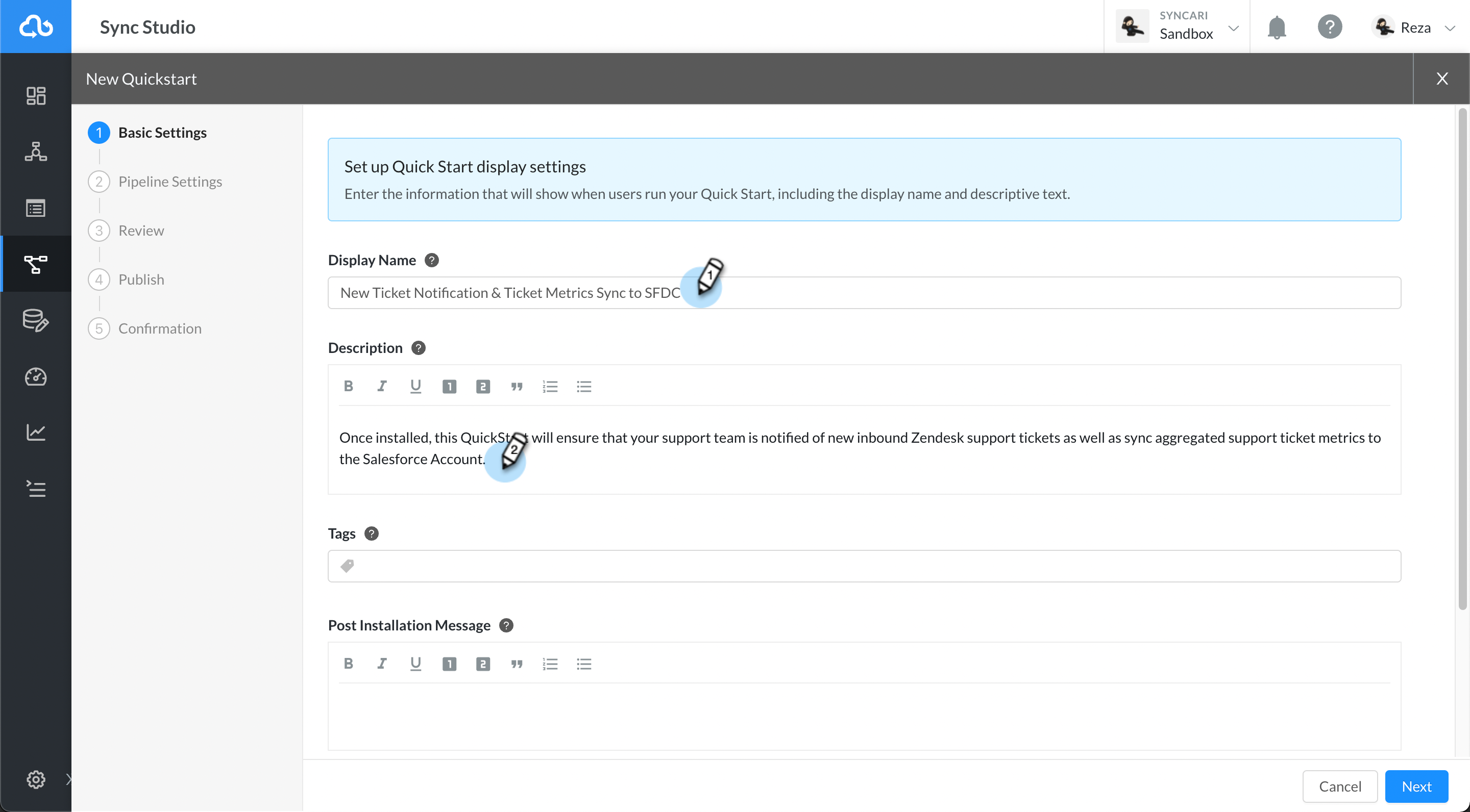 Create a Quick Start – Syncari