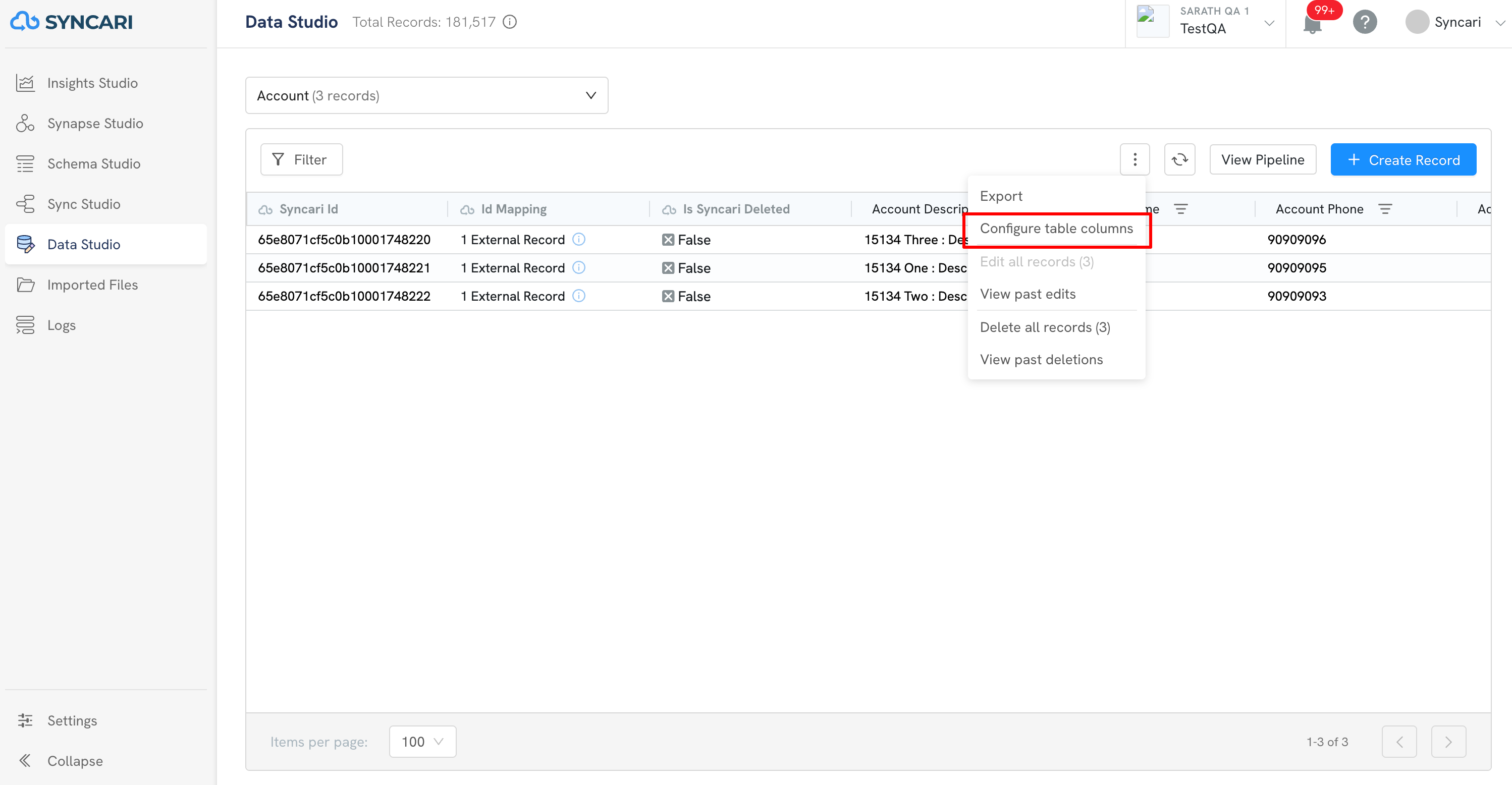 Configure Table Columns – Syncari
